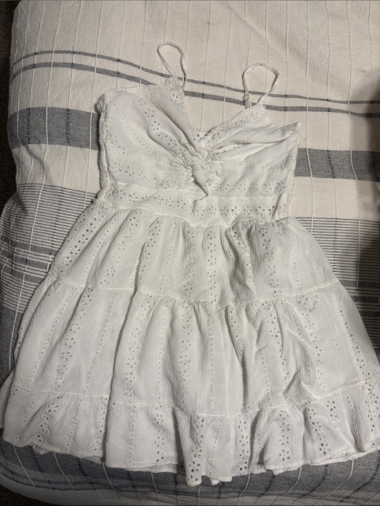 Ardene | Dresses | White Eyelet Tiered Sundress With Front Knot | Poshmark
